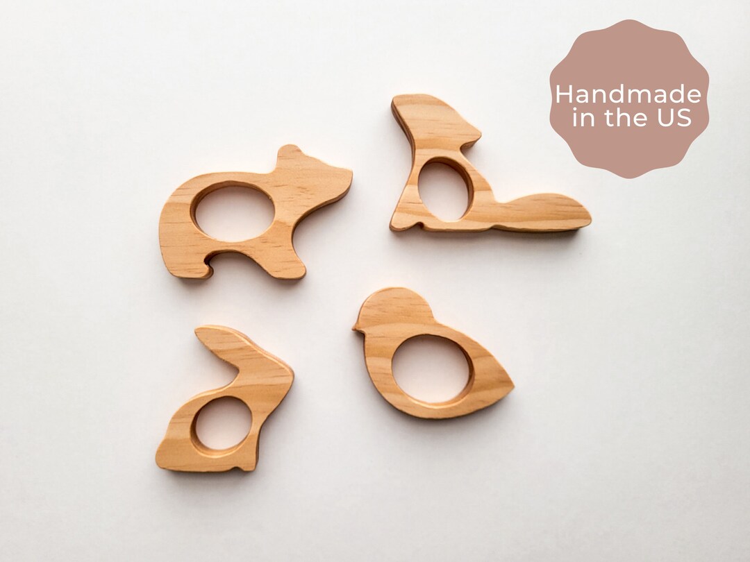 Wood Animal Teethers Woodland Animals Montessori Teether - Etsy