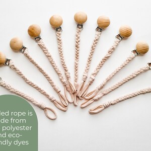 Braided Pacifier Clip |boho Binky Clip, Wooden Teether Clip, Gender Neutral, Baby Shower Gift ...