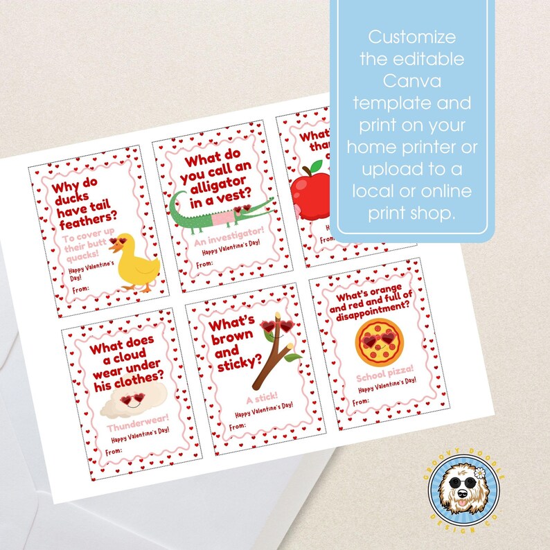 Editable Funny Jokes Valentine's Day Cards Template, Printable ...