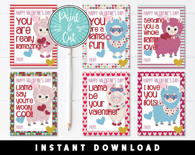 Llama Valentines, Printable Valentine's Day Cards, Valentine Cards ...
