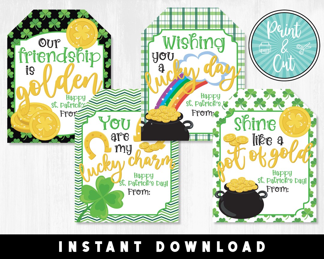 St. Patrick's Day Tags, St. Patrick's Day Printable Treat Bag Tags ...