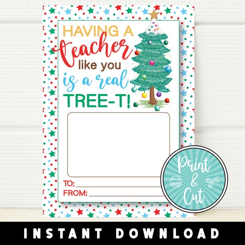 Teacher Christmas Gift Card Holder Printable Virtual - Etsy