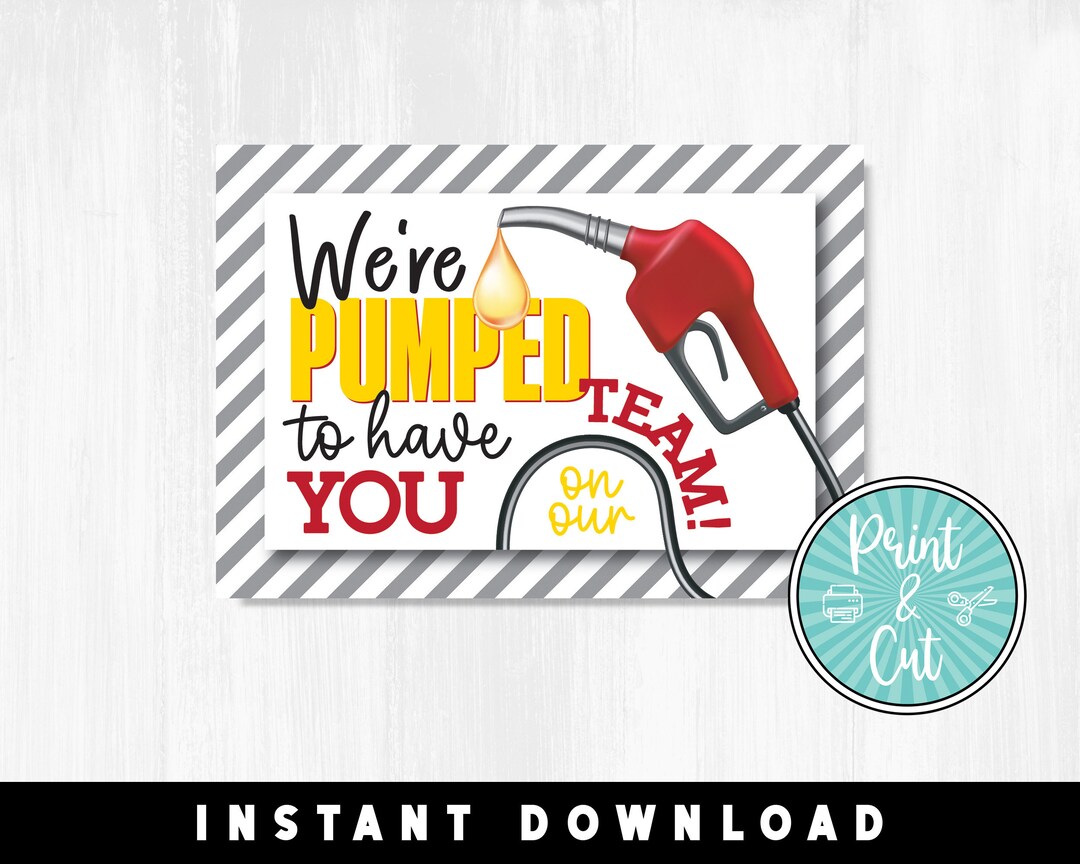 Gas Card, Gas Gift Card, Team Card, Printable Gas Card, Gas Card ...