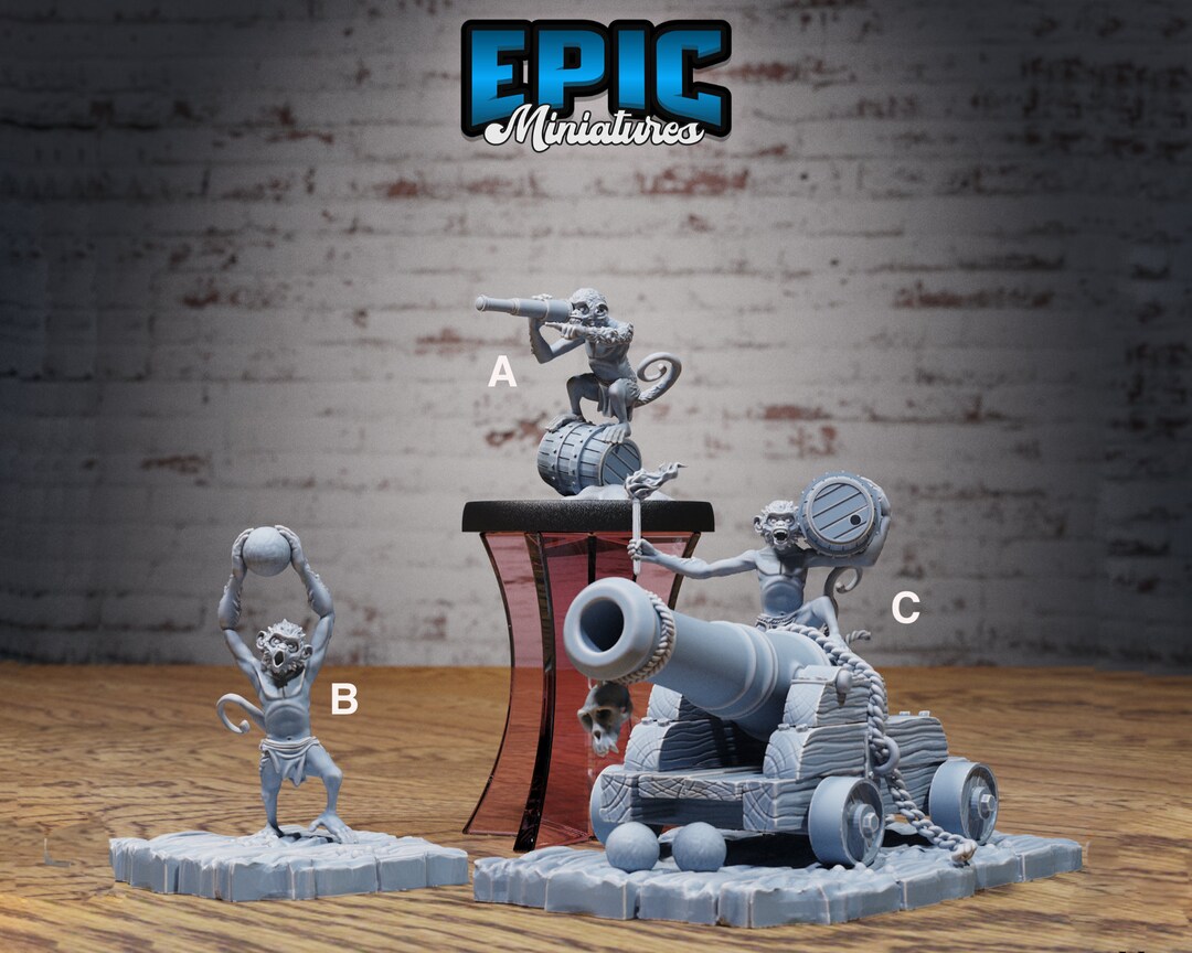 Monkey Cannon Crew - 28/32mm Scale - Epic Miniatures - Etsy
