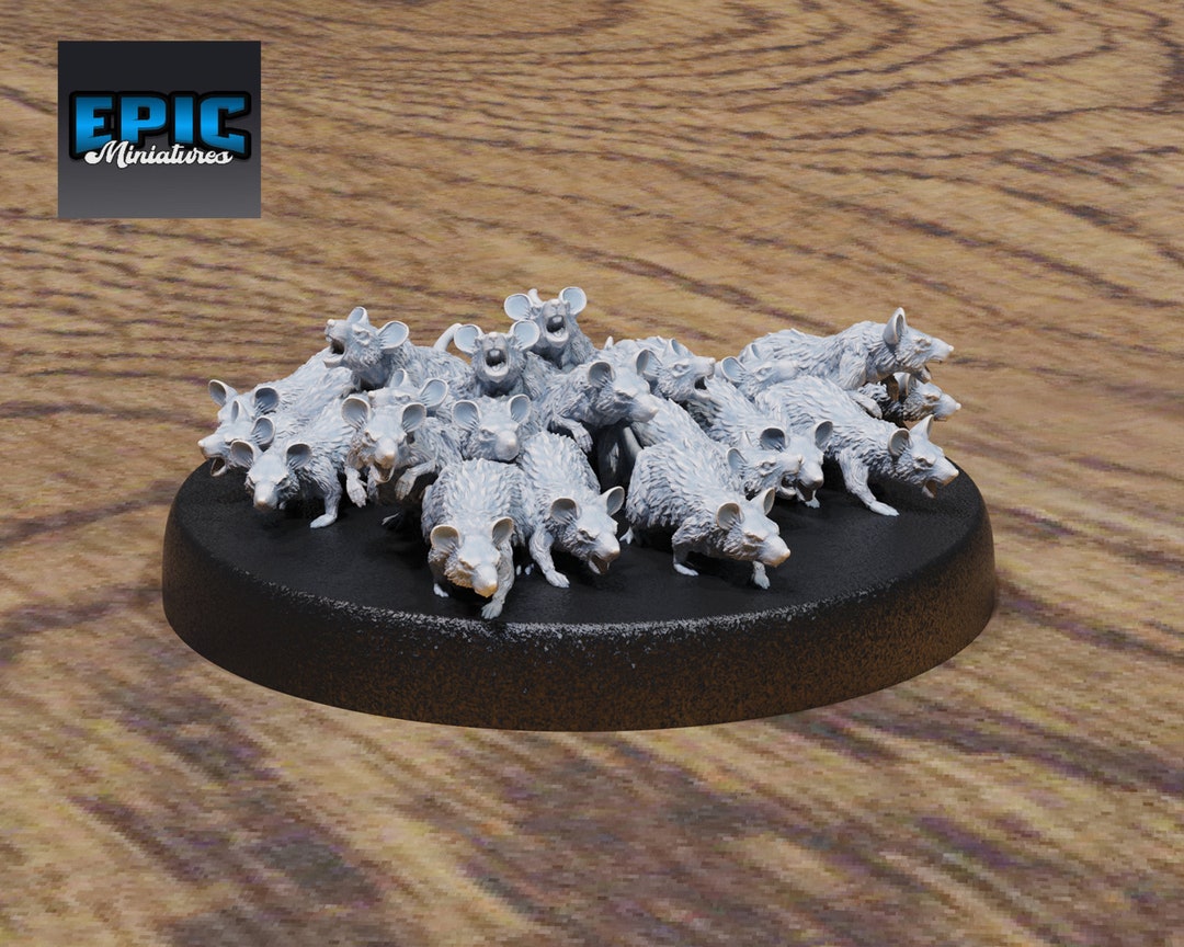 Large Rat Swarm - 28mm/32mm - Epic Miniatures- City Sewers - Fits on a ...