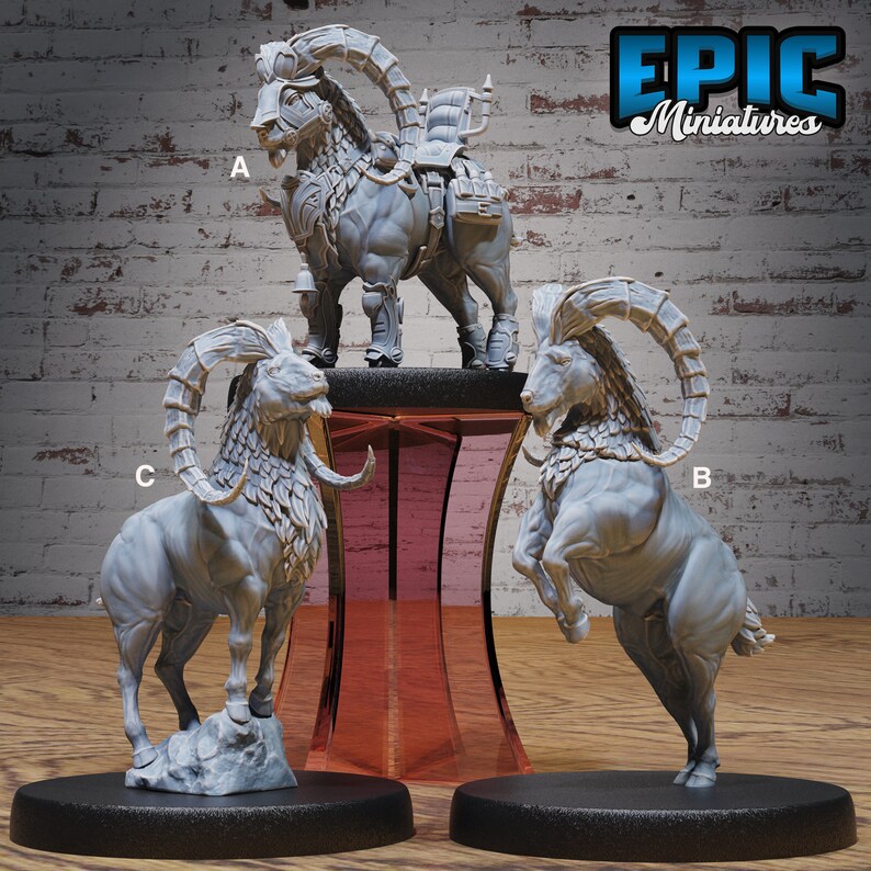 Armored Goat - 28mm Scale - Epic Miniatures - Dwarf Mountain - Fits on ...