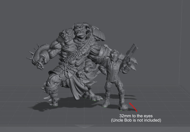 Two-headed Super Mutant - Post-apocalyptic - 28 or 32mm - EC3D Designs ...