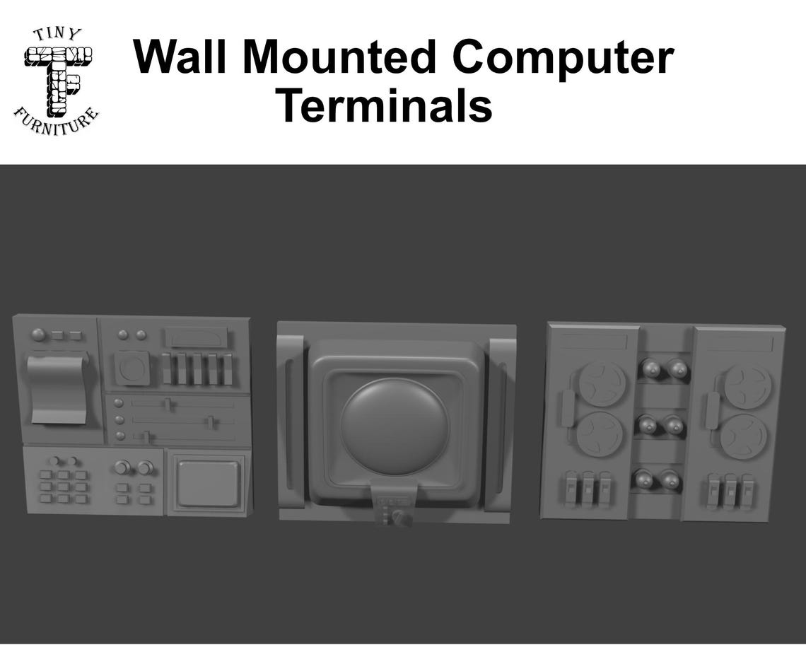 Wall Mounted Computer Consoles (set of 3) - Science Fiction Space Theme ...