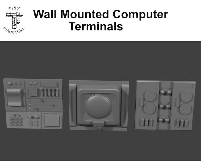 Wall Mounted Computer Consoles (set of 3) - Science Fiction Space Theme ...