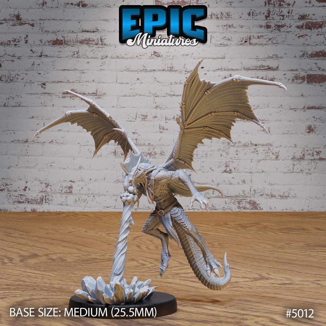 Draconic Demon Silver True 28mm Scale Epic Miniatures Hell's Wrath Dungeons and Dragons ...