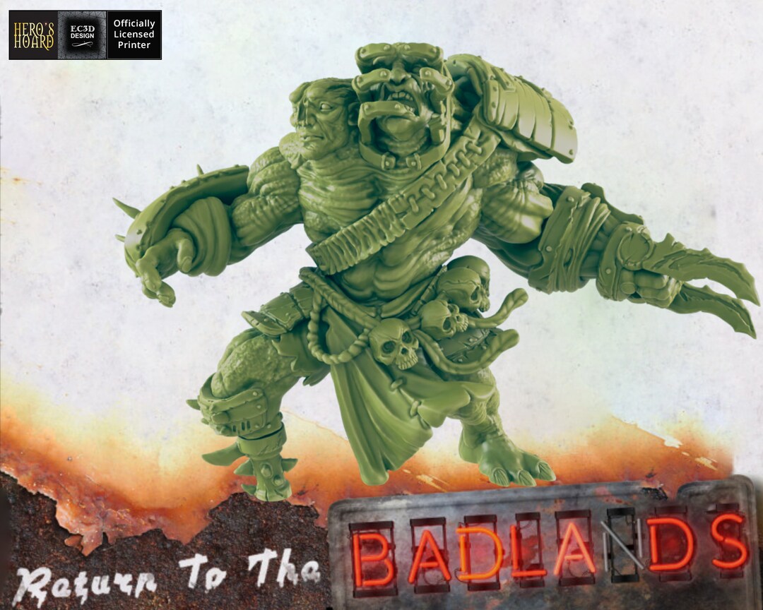 Two-headed Super Mutant - Post-apocalyptic - 28 or 32mm - EC3D Designs ...