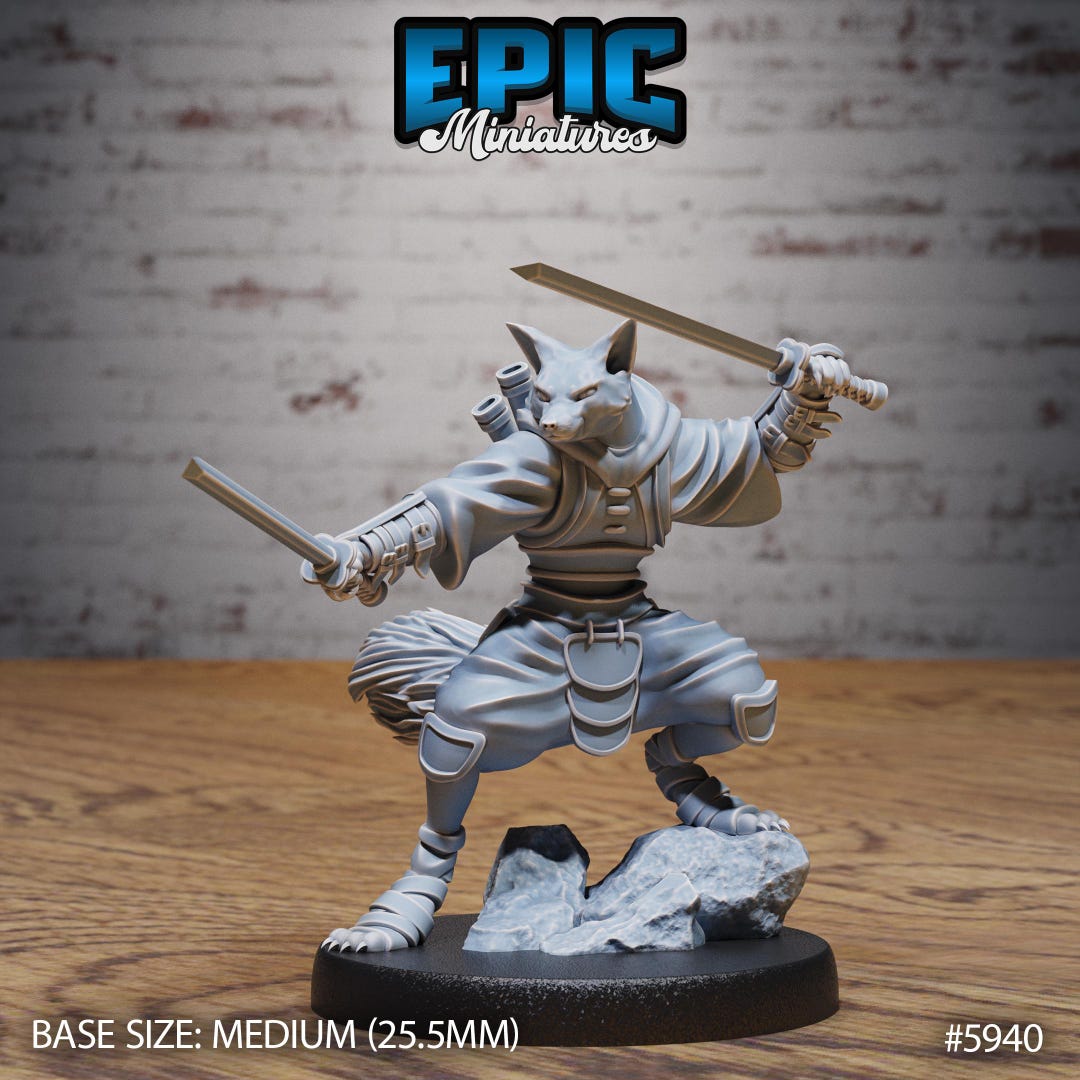Kitsuninja (kitsune/catfolk) - Three Poses Available - True 28/32mm ...