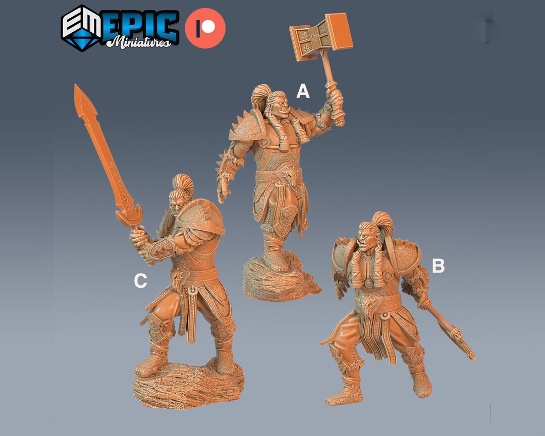 Orc Paladin - 28mm Scale - Epic Miniatures - Sunrise Tavern - Etsy