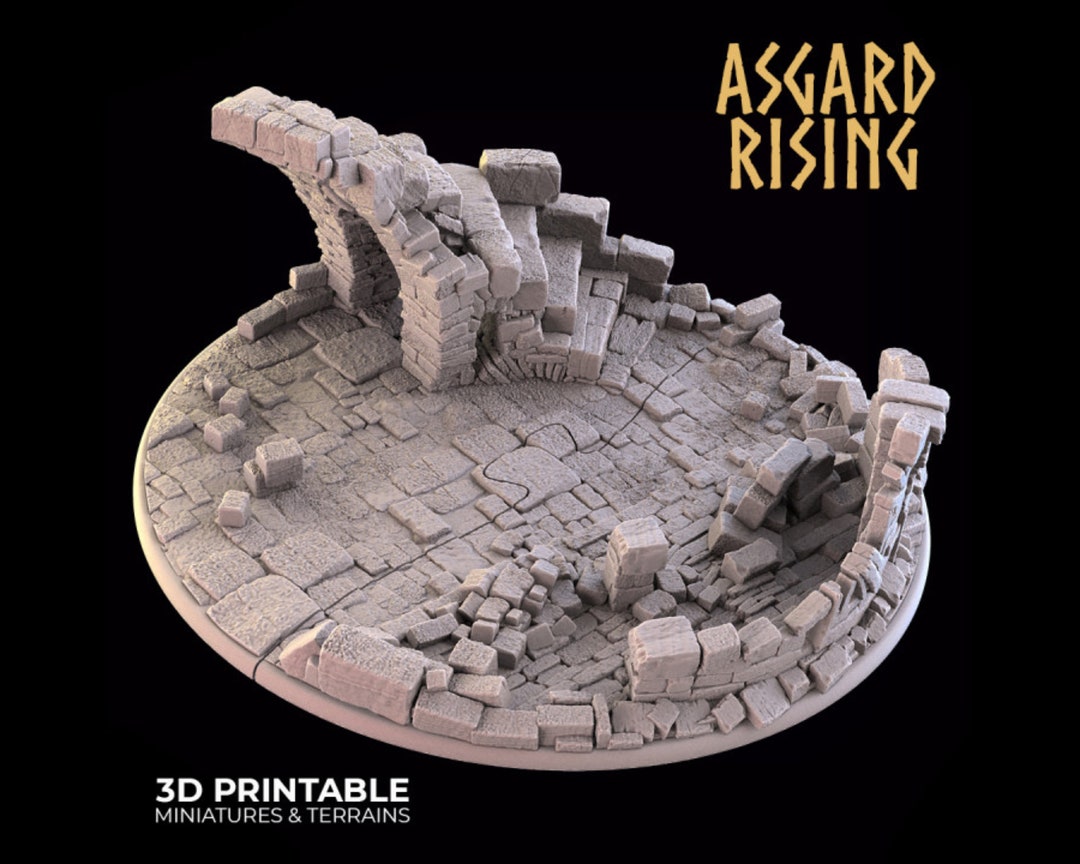 Ruins - 130mm Round Display Base - Asgard Rising - Etsy