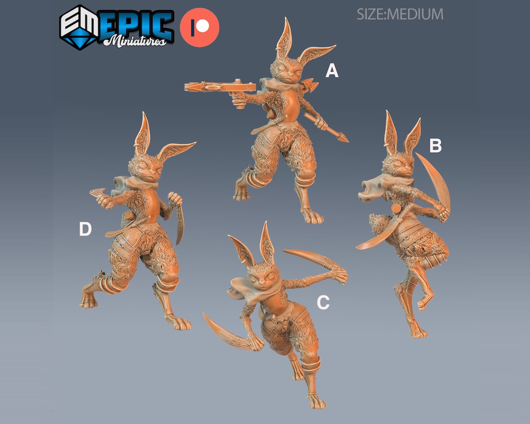 Rabbitfolk (herengon) Warrior - 28mm Scale - Epic Miniatures - Easter ...