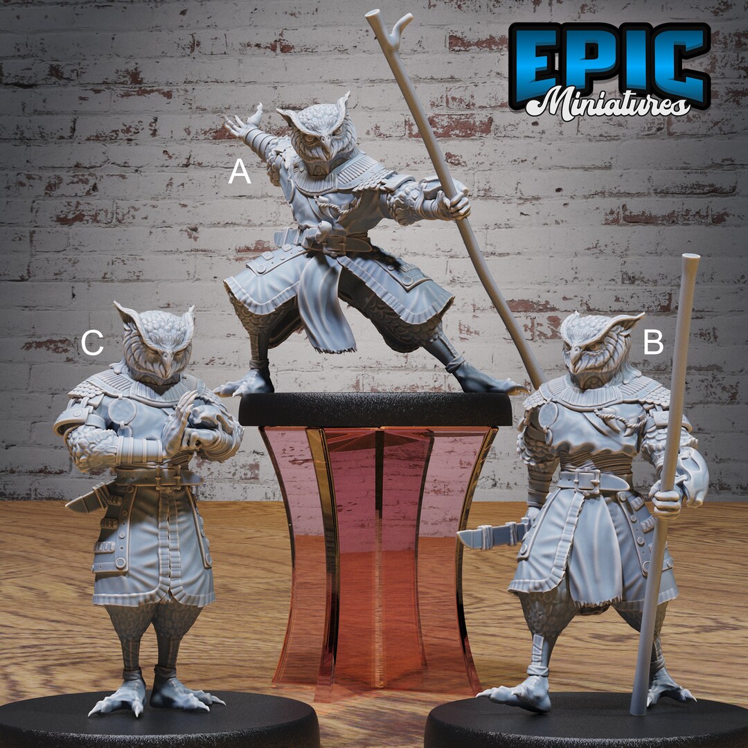 Owl Folk Monk - 28mm Scale - Epic Miniatures - Mighty Heroes - Etsy