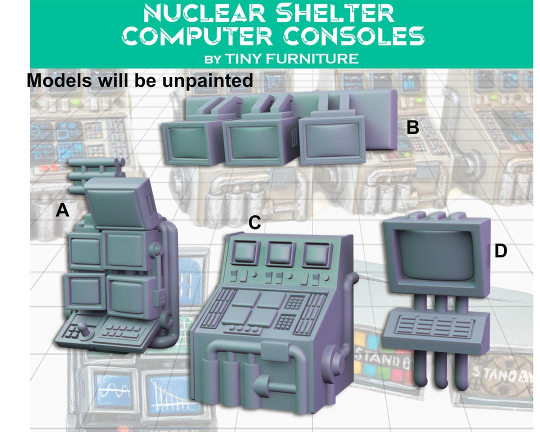 Nuclear Shelter Computer Consoles - Science Fiction Space Theme - 28mm ...