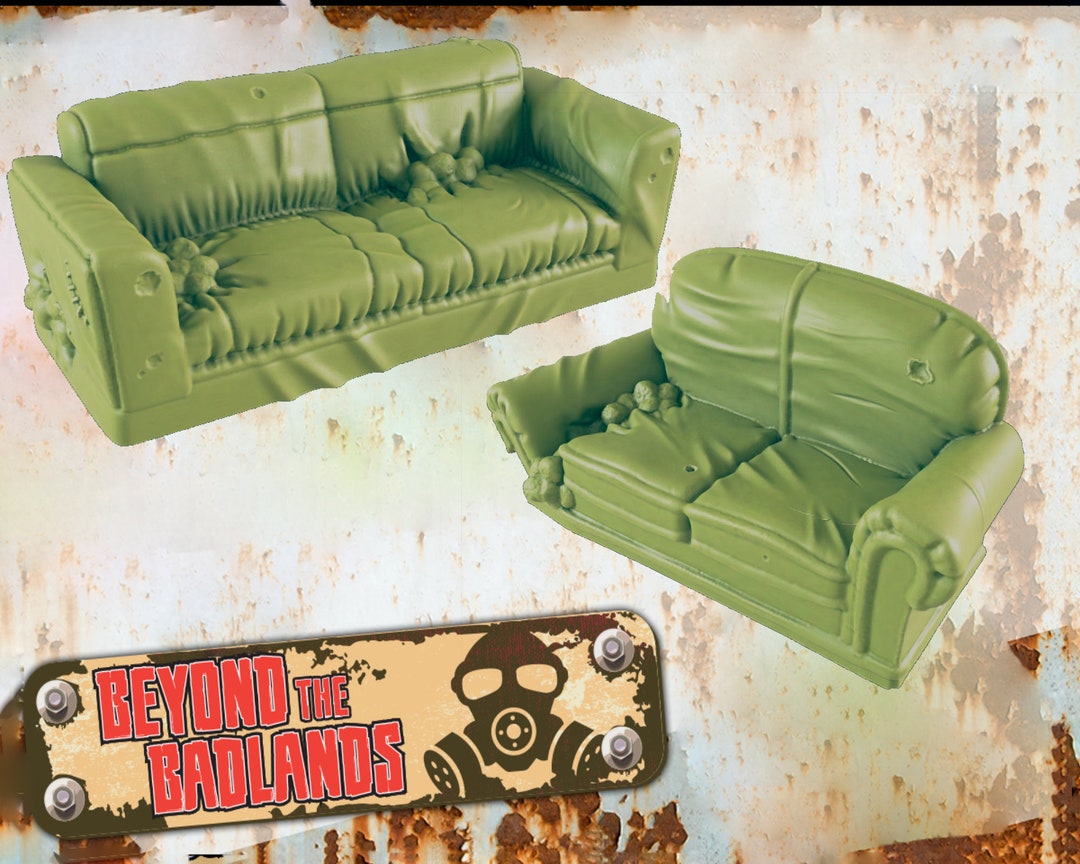 Ruined Sofa and Loveseat - Post-apocalyptic - 28 or 32mm - EC3D Designs ...