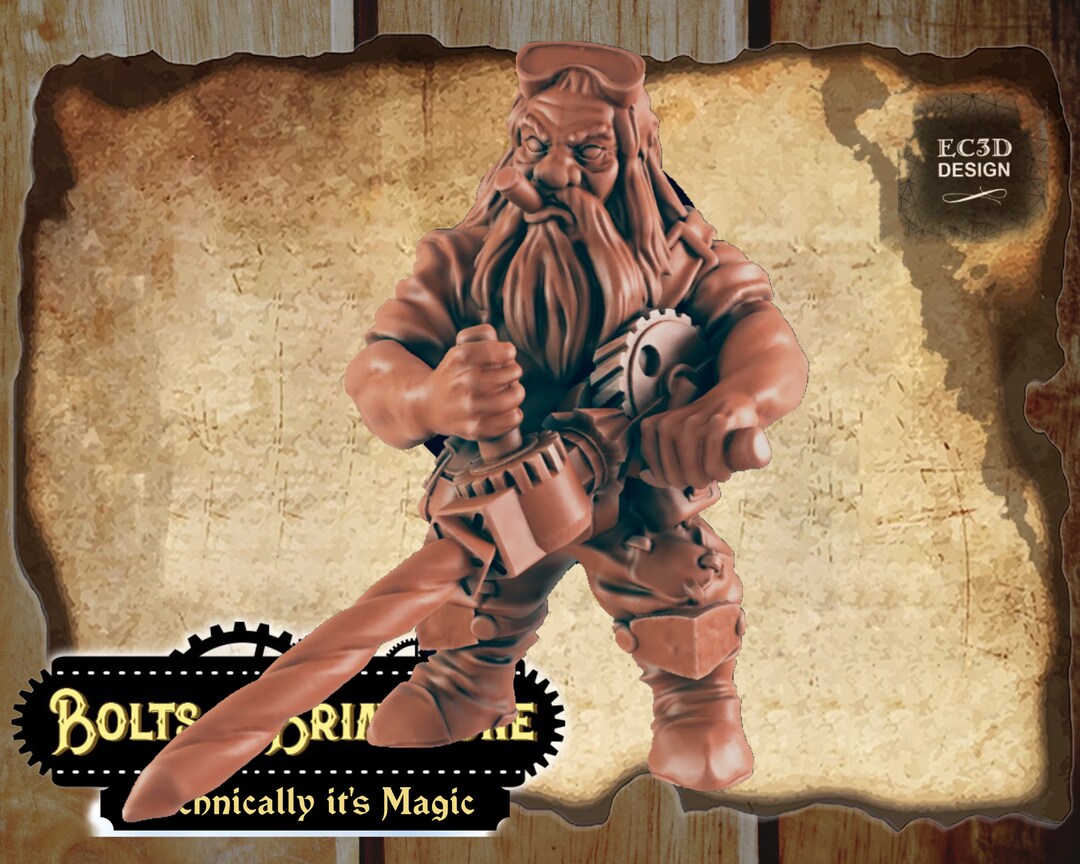 Dwarf Worker With Drill - Includes a Base! - True 28/32mm Scale - EC3D ...