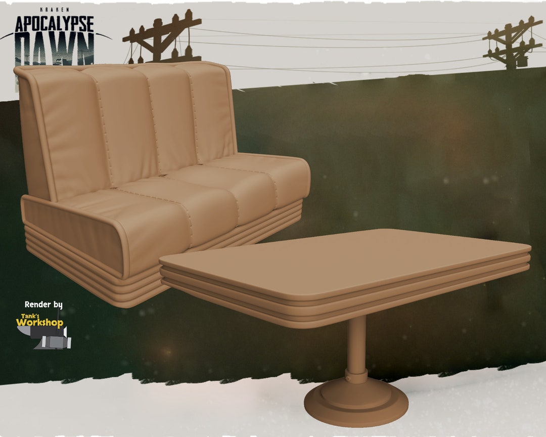 Retro Diner Table Set 32mm Scale Apocalypse Dawn Great for Fallout ...