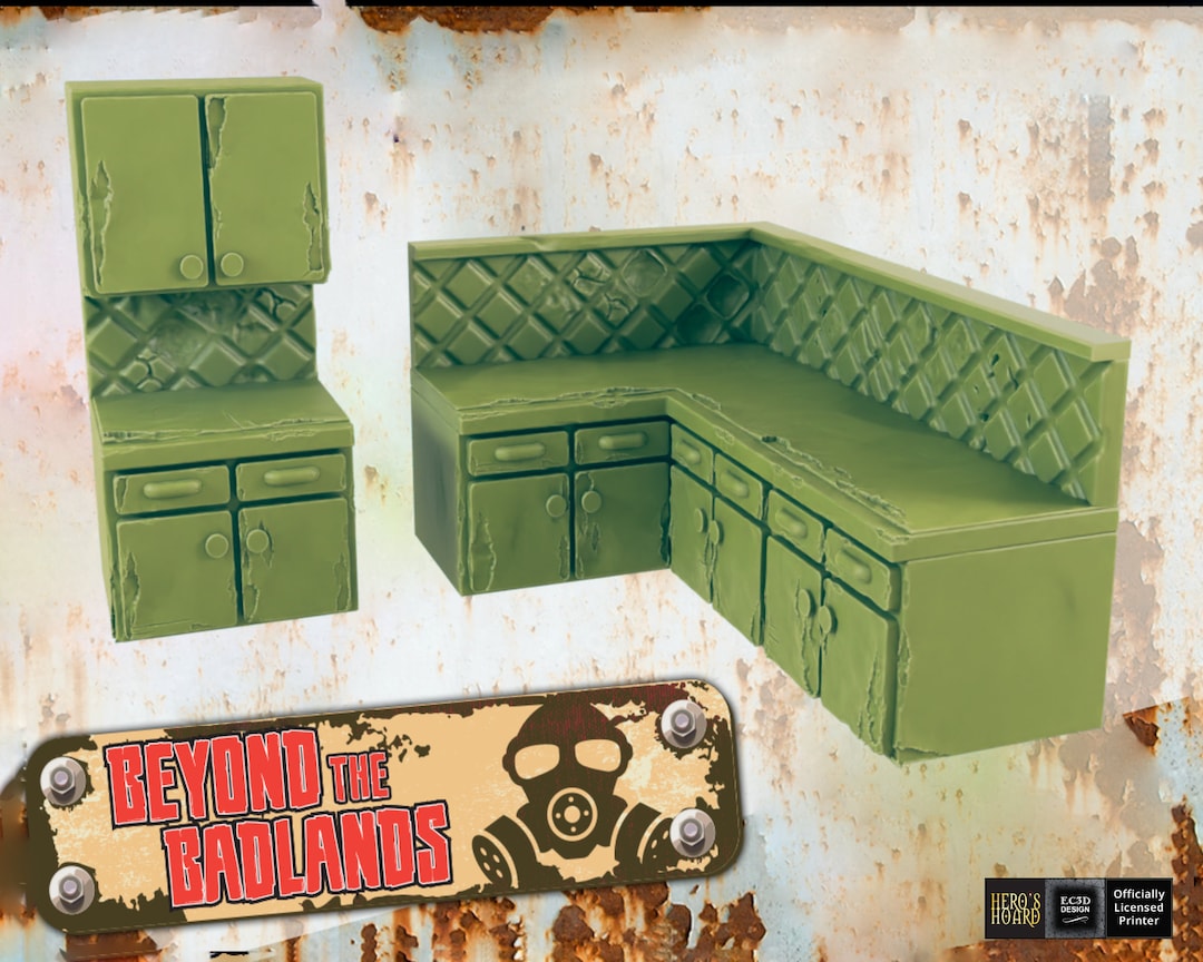 Ruined Kitchen Cabinets With Backsplash - Post-apocalyptic - 28 or 32mm ...