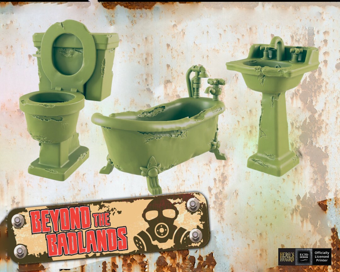 Ruined Bathroom Set Post-apocalyptic 32mm EC3D Designs Beyond the ...