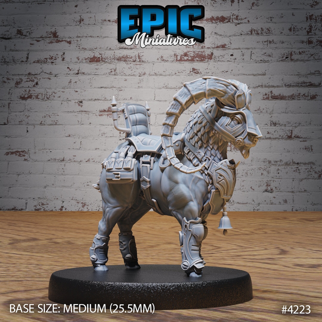 Armored Goat - 28mm Scale - Epic Miniatures - Dwarf Mountain - Fits on ...