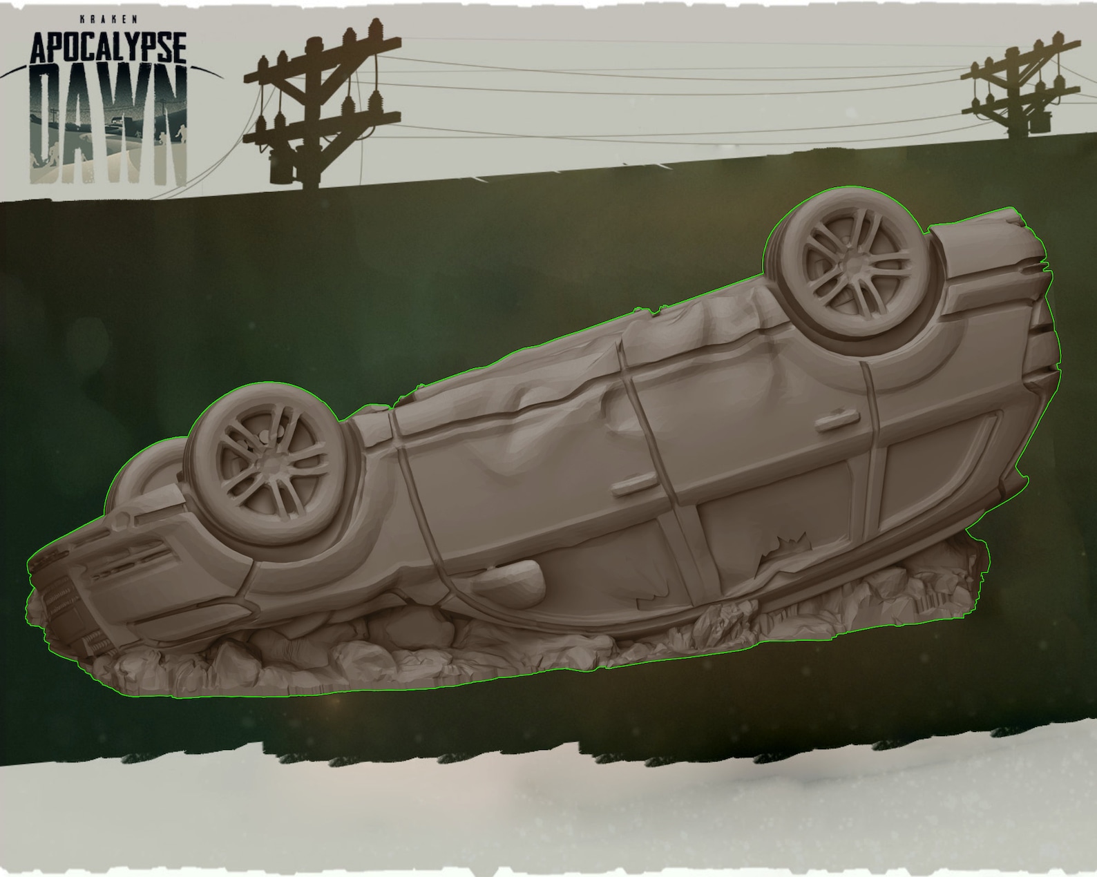 Wrecked Rolled Small SUV - 28mm/32mm Scale - Kraken - Apocalypse Dawn ...