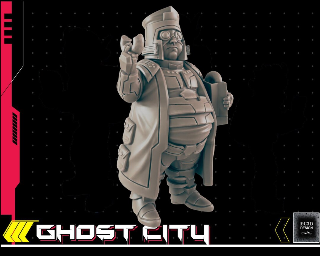 Cop With Donut Cyberpunk/sci-fi NPC 28mm or 32mm Ghost City - Etsy