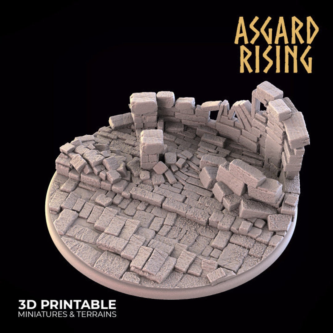 Ruins - 80mm Round Display Base - Asgard Rising - Etsy
