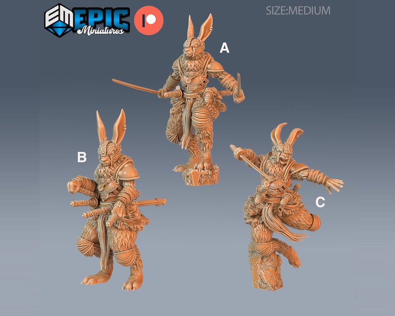 Rabbitfolk herengon Blademaster 28mm Scale Epic - Etsy