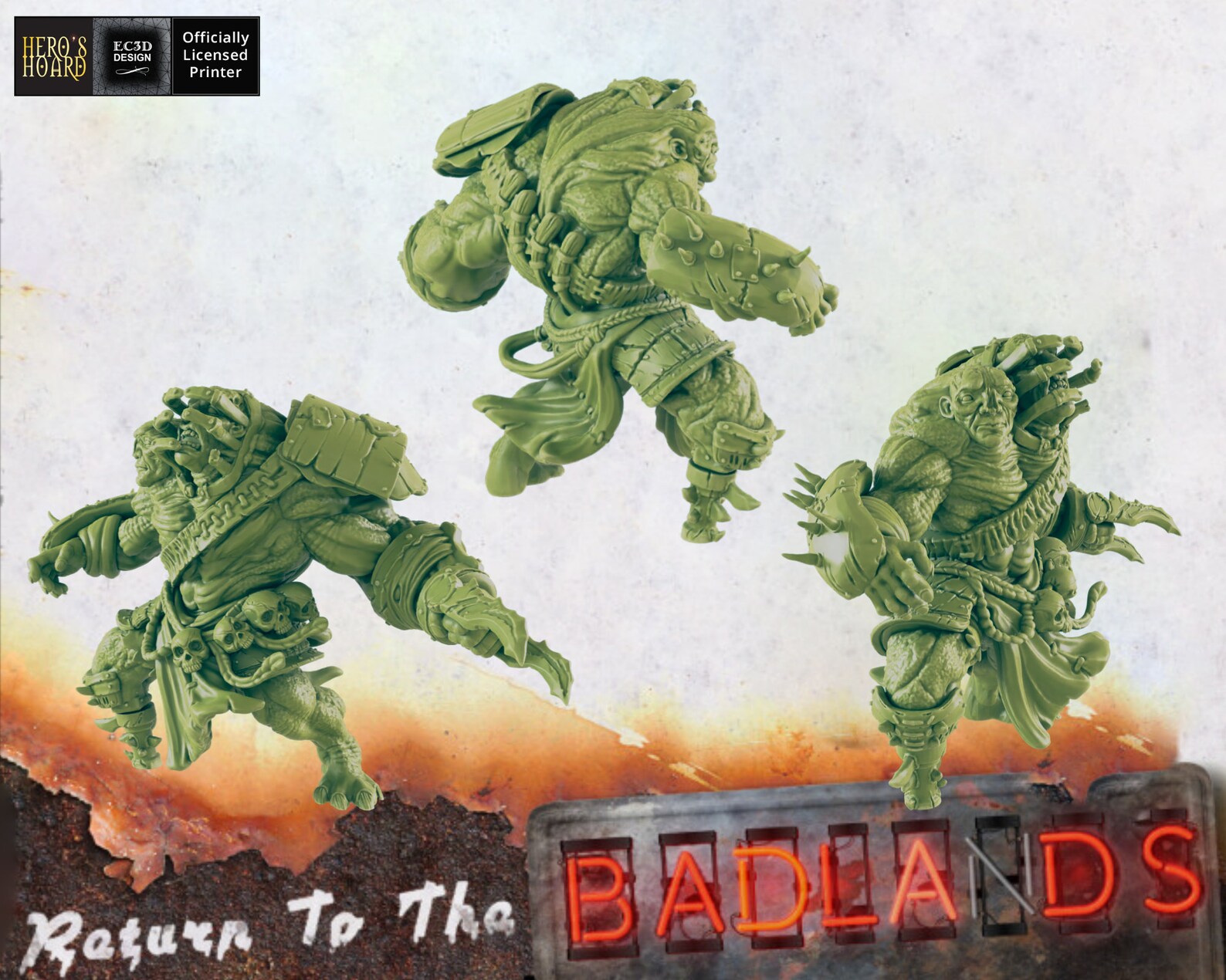 Two-headed Super Mutant - Post-apocalyptic - 28 or 32mm - EC3D Designs ...