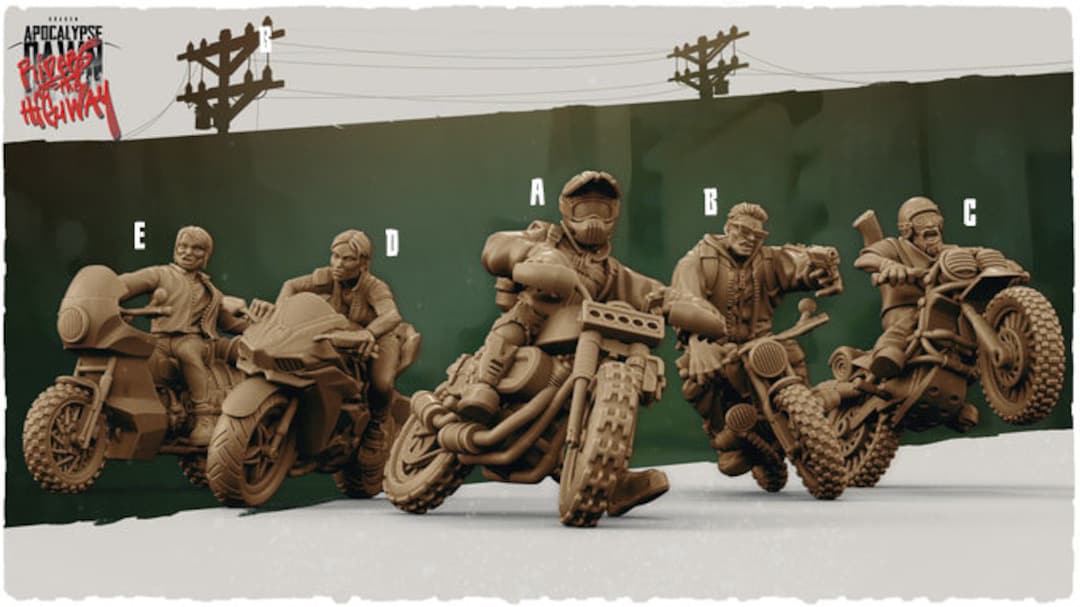 Bikers Riding - 32mm Scale - Kraken Studios Riders of the Highway ...