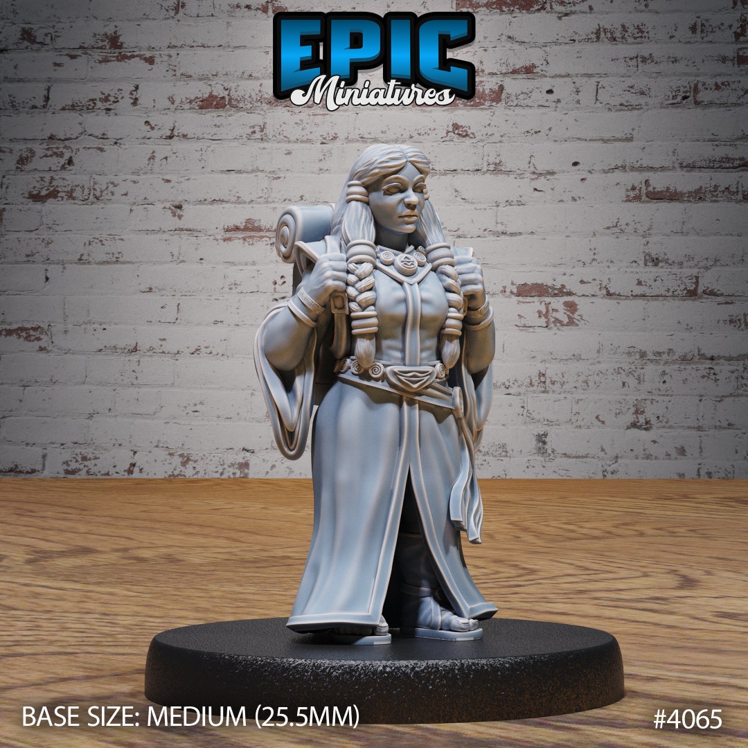 Dwarf Female Wind Mage - 28mm Scale - Epic Miniatures - Elemental Lands ...