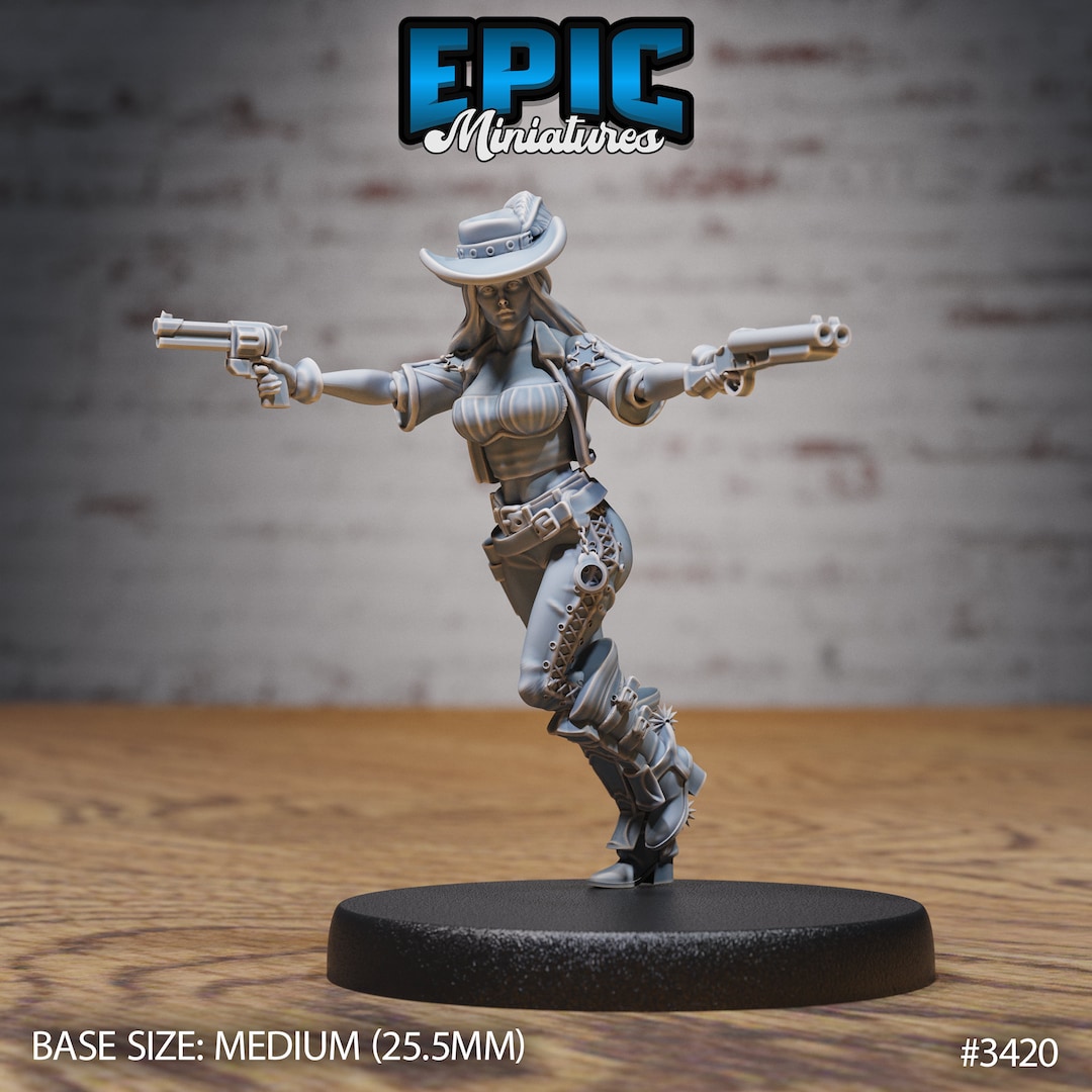 Wild West Gunslinger (female) - 28mm Scale - Epic Miniatures - Fantasy ...