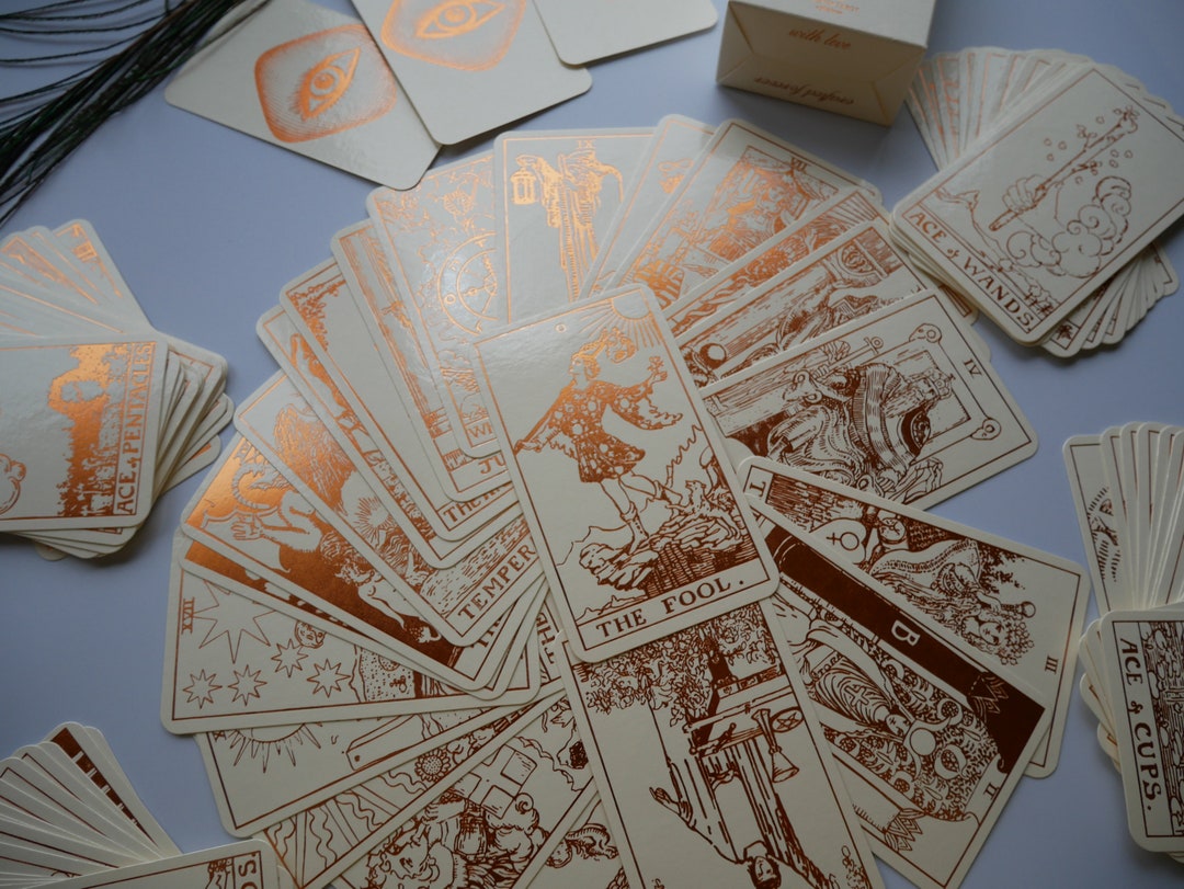 Cream Tarot Deck With Copper Foil-pressed, Everything Foil Tarot Deck ...