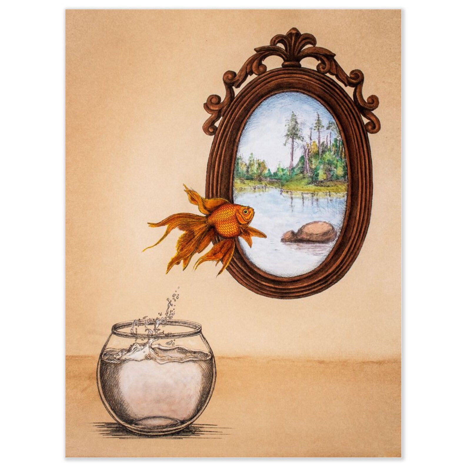 Wall Poster, Leap of Faith, Niki Mcqueen, Little Girl on Swing, Blue ...