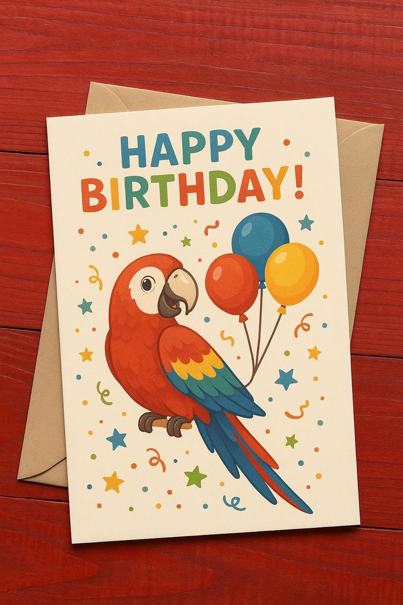 Parrot Birthday Card - Etsy