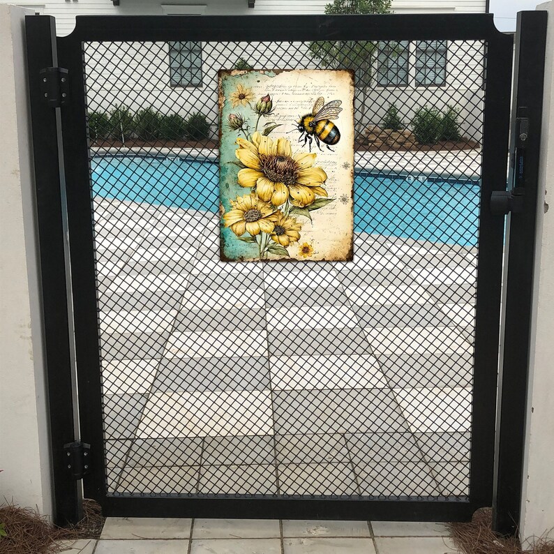 Honey Bee Metal Tin Sign, Hive Garden Decoration Wall Plaque ...