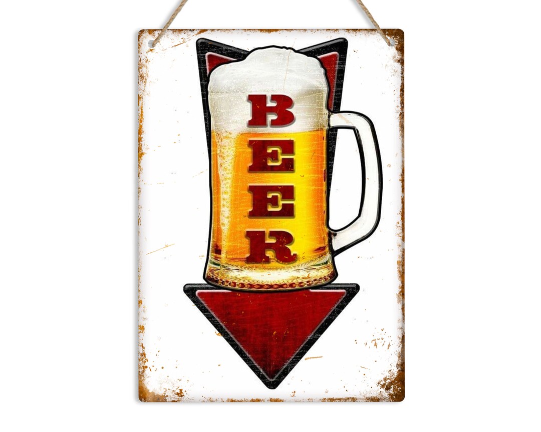 BEER ARROW Retro Style Metal Tin Wall Sign Vintage Door Plaque Man Cave ...
