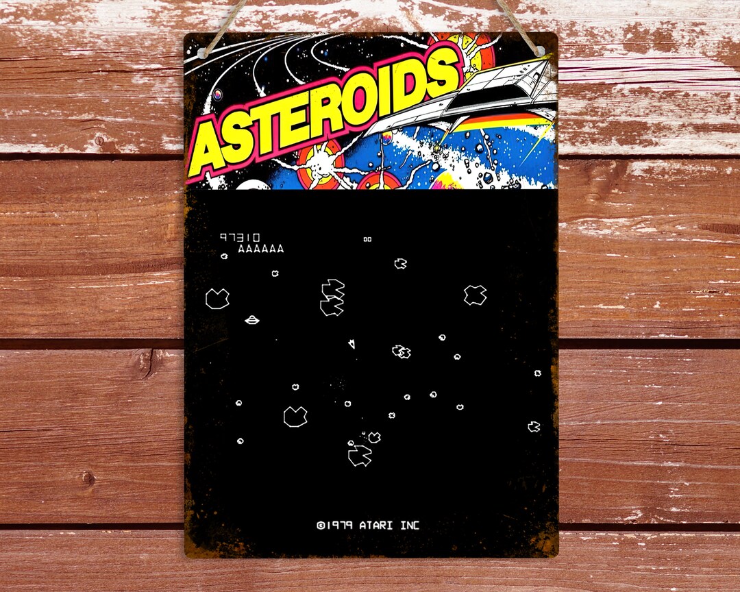Asteroids Arcade Metal Sign, Vintage 1979 Video Game Wall Plaque, Retro Art Man Cave Metal Print ...