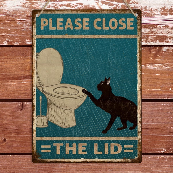 Please Close The Lid Cat Sign Etsy