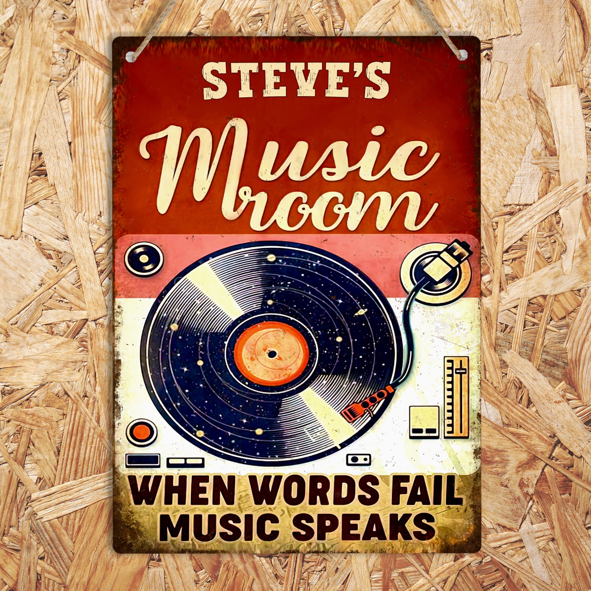 Personalised Music Room Retro Metal Sign, Vintage Wall Plaque, Custom ...