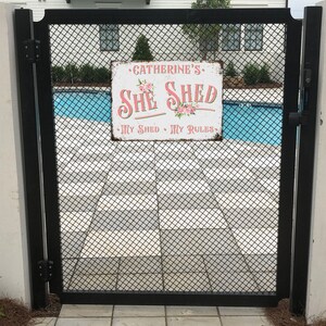 Personalised She Shed Sign, Metal Garden Wall Plaque, Women's Shed Door ...