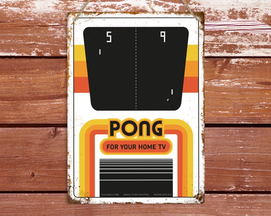 PONG Arcade Metal Sign, Retro Gaming Art Metal Print, Vintage 1972 ...