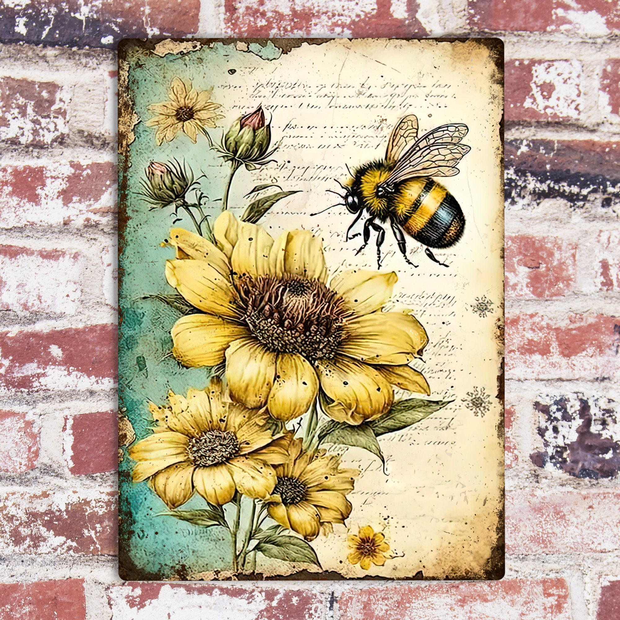 Honey Bee Metal Tin Sign, Hive Garden Decoration Wall Plaque ...