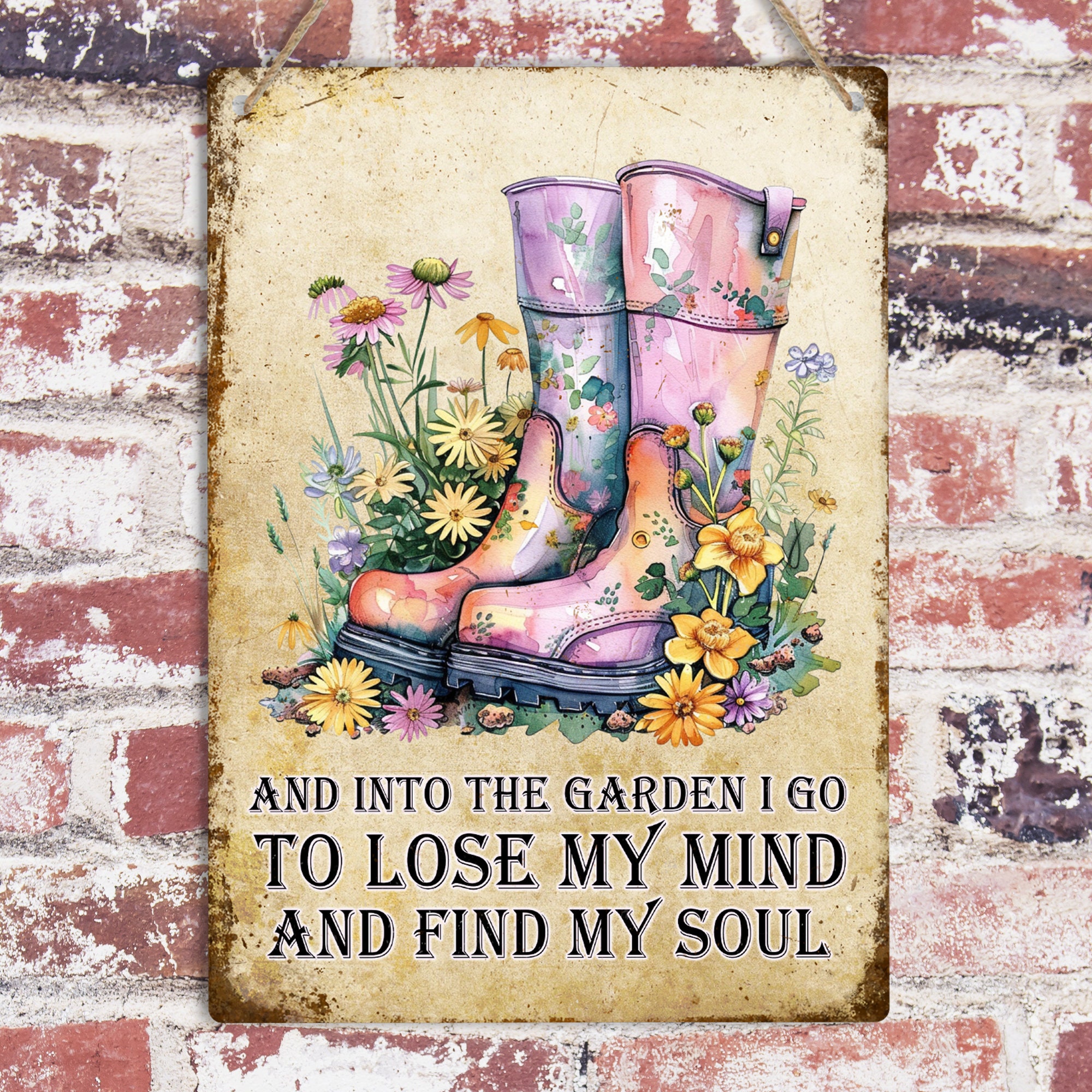 Into the Garden I Go Metal Tin Sign, Inspirational Gardening Wall ...