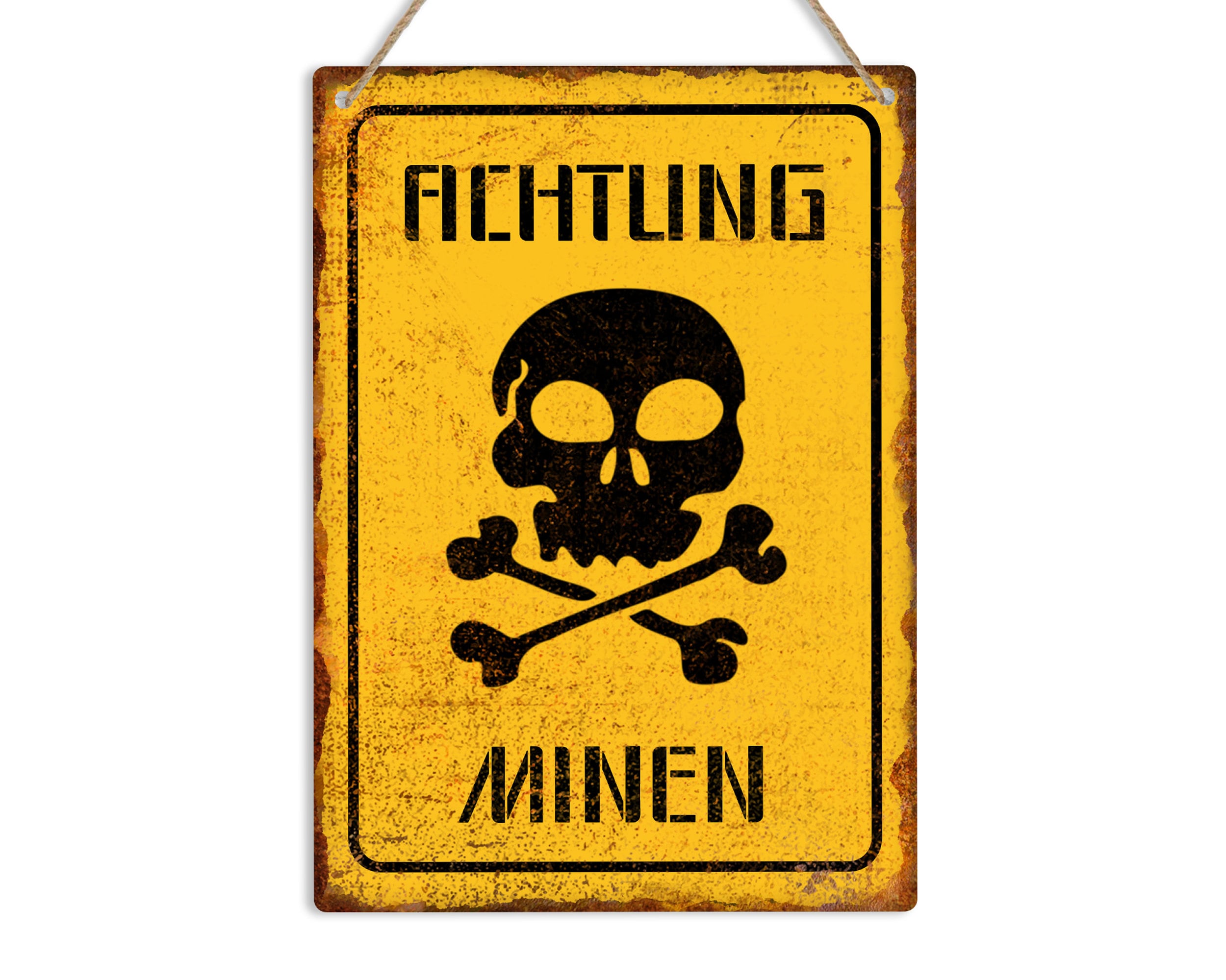 Achtung Minen Sign: Retro German War Metal Sign, Man Cave Decor - Etsy