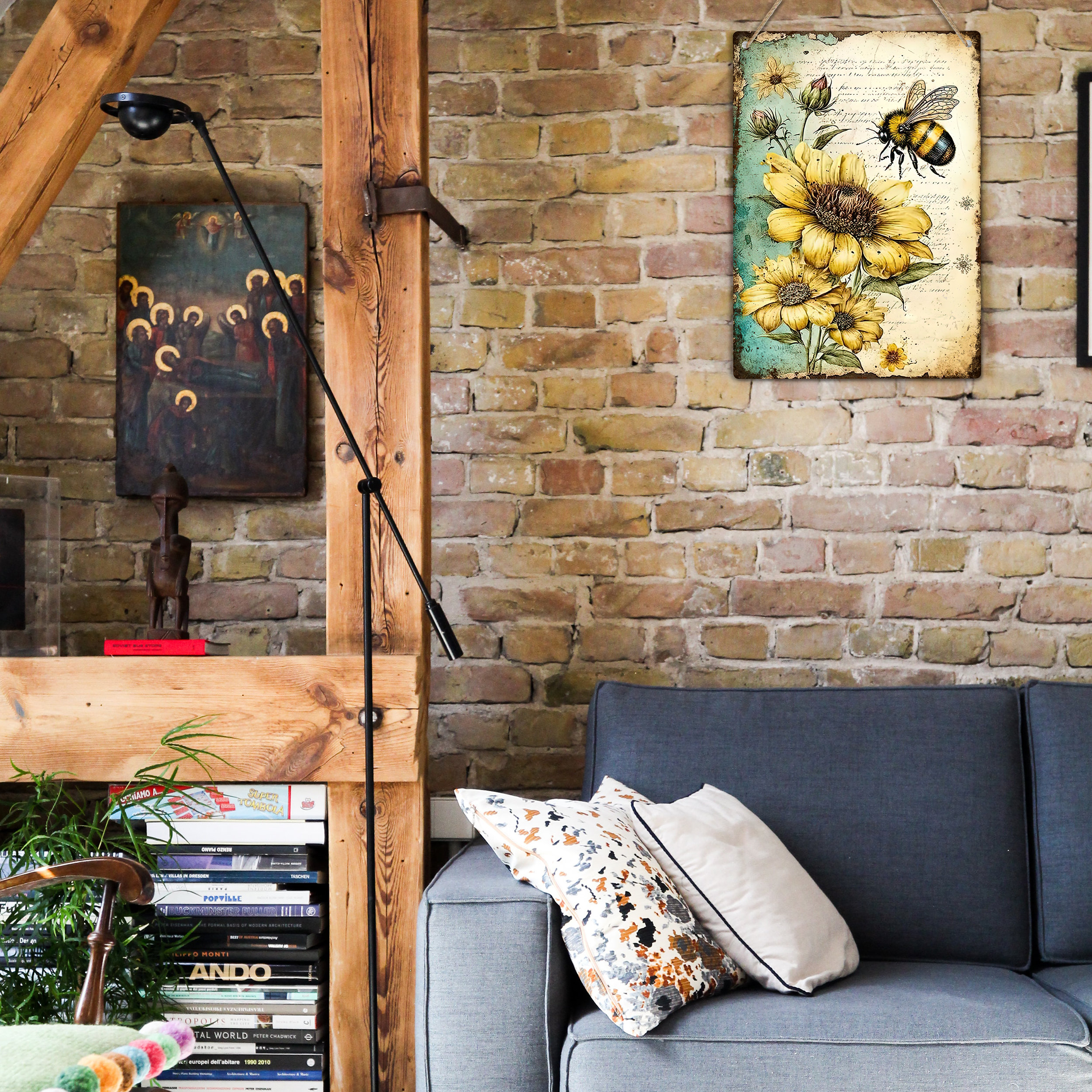 Honey Bee Metal Tin Sign, Hive Garden Decoration Wall Plaque ...