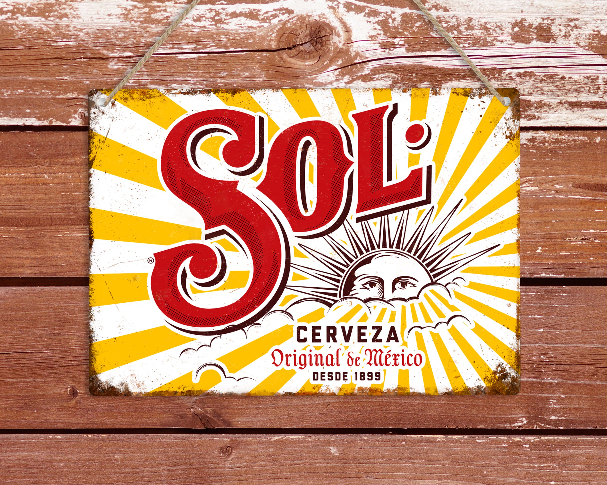 Sol Lager Retro Metal Sign, Mexico Beer Wall Plaque, Man Cave Shed Home ...